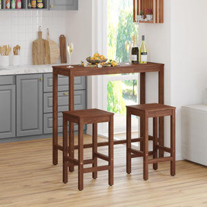 ATC CABINETS Bar Table, 45 inch Counter Bar Height Pub TableRectangular Acacia Wood High Top ...